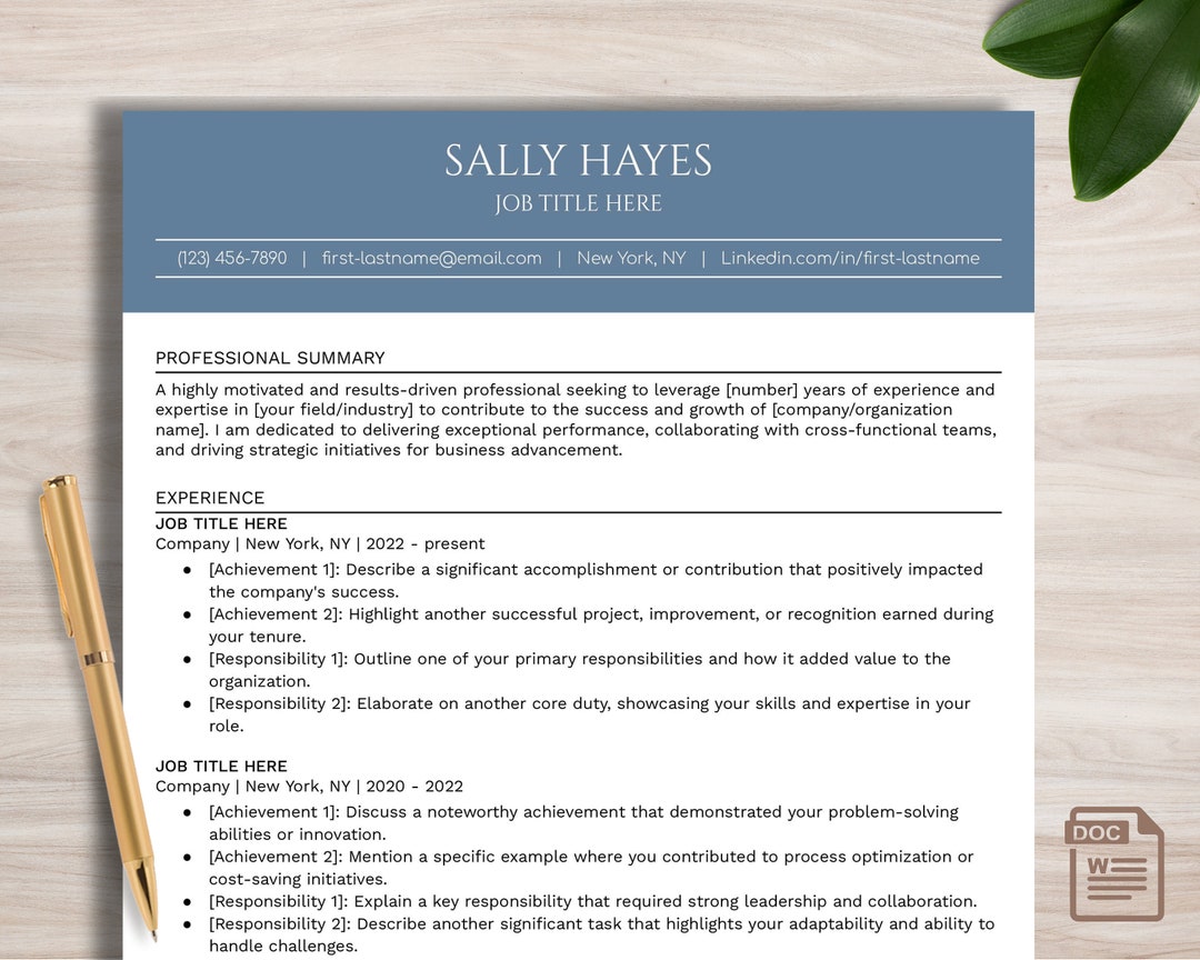 Google Docs Resume Template ATS Resume Template Resume - Etsy