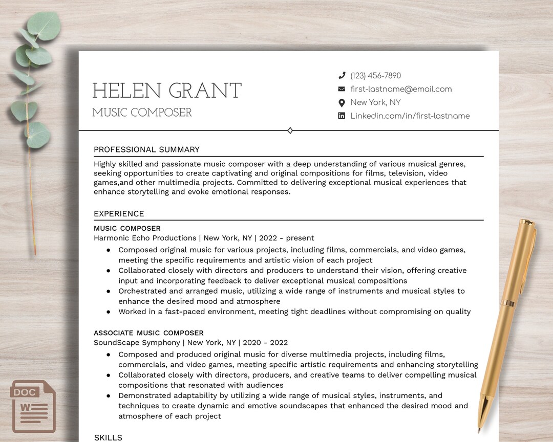 Google Docs Resume Template ATS Resume Template Resume - Etsy
