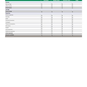 Financial Budgeting Worksheet for College Students (fillable PDF) - Etsy