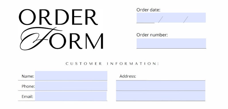 Customer Order Form - Etsy