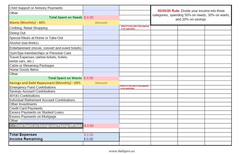 Monthly Budgeting Worksheet (fillable PDF) - Etsy