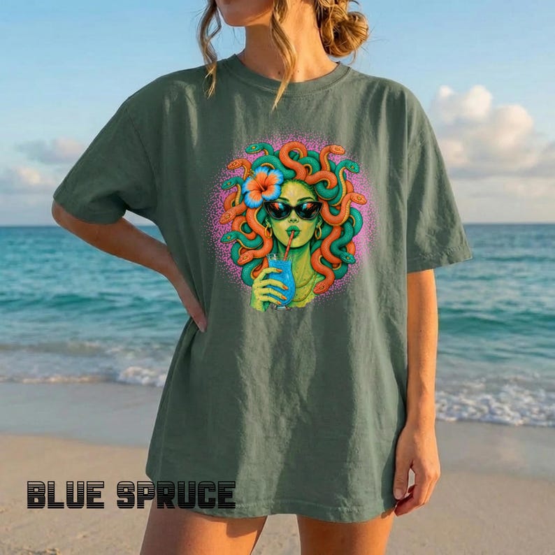 Tropical Medusa Shirt, Retro Vacation Graphic Tee, Greek Mythology - Etsy