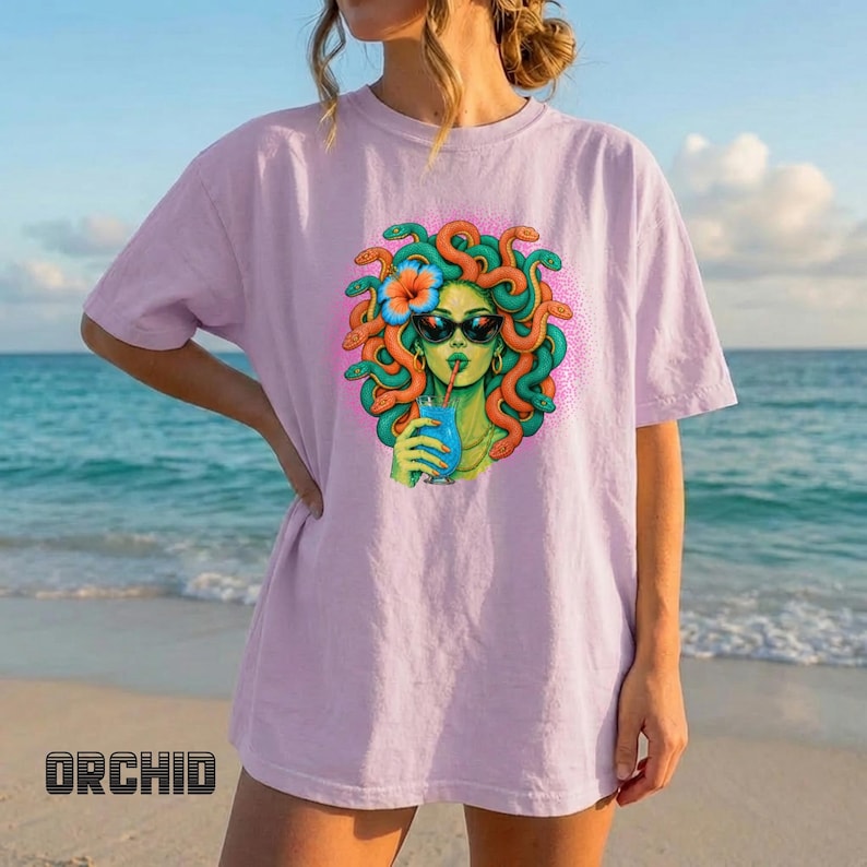Tropical Medusa Shirt, Retro Vacation Graphic Tee, Greek Mythology - Etsy