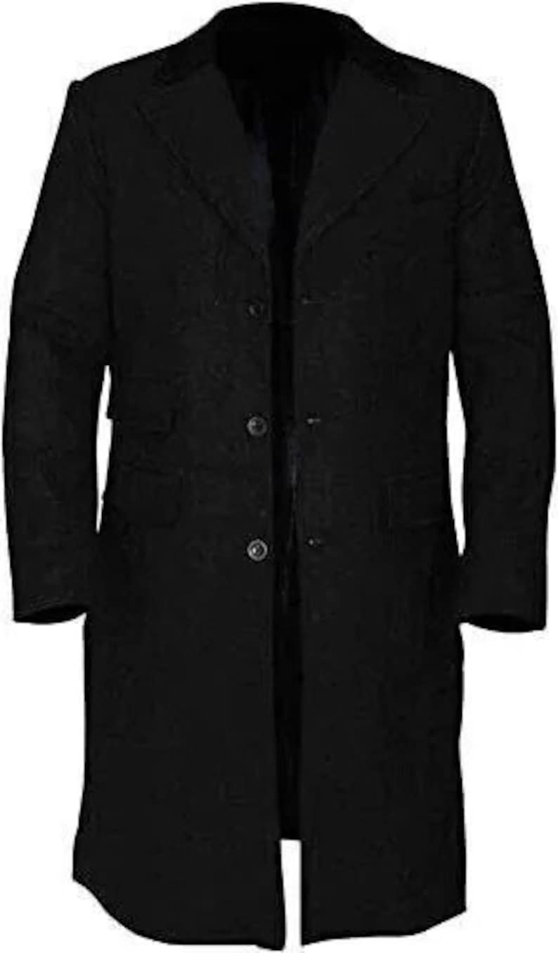 Peaky Blinders Men's Black Wool Trench Coat Thomas Shelby Long Gothic ...
