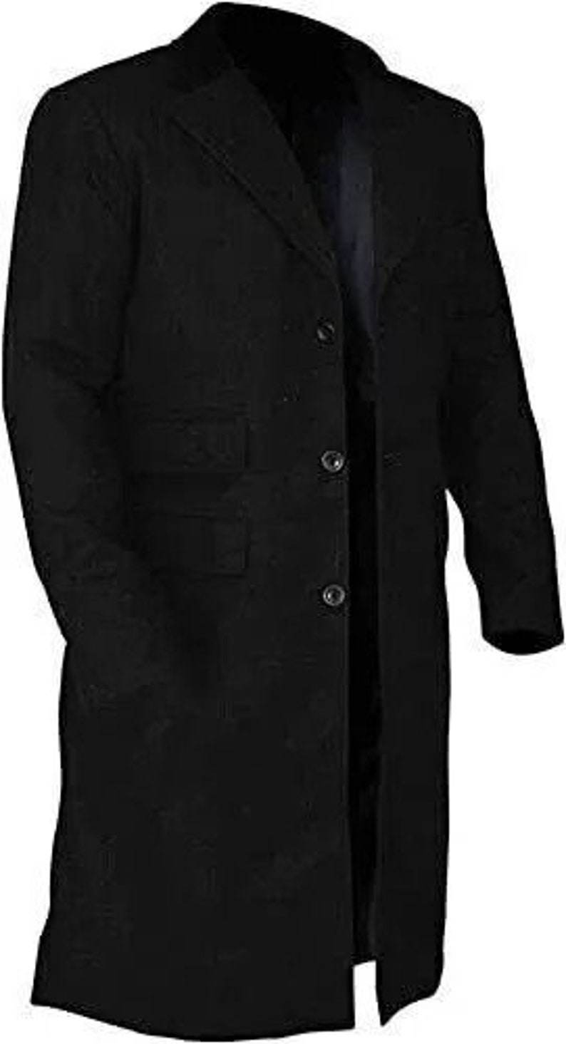 Peaky Blinders Men's Black Wool Trench Coat Thomas Shelby Long Gothic ...