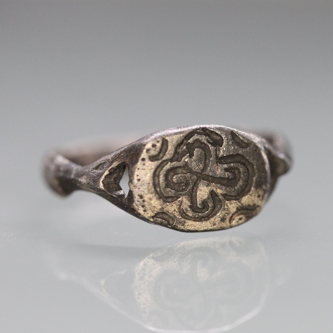 Ancient Medieval Viking Silver Swastika Ring. Sun Cross Ring. Viking ...