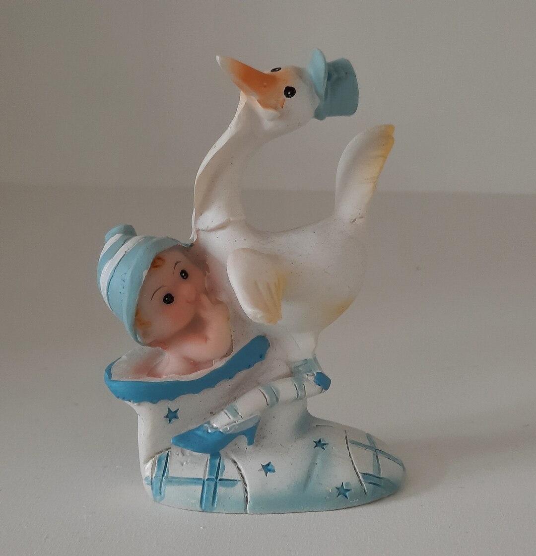 Cake Topper Table Decoration Stork With Baby 8.5 Cm - Etsy