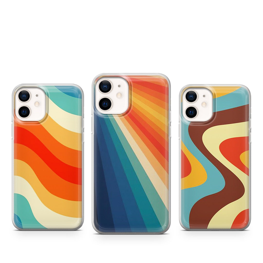Retro Stripes Phone Case 70s Style Cover Fit for iPhone 15 Pro Max, 14 ...