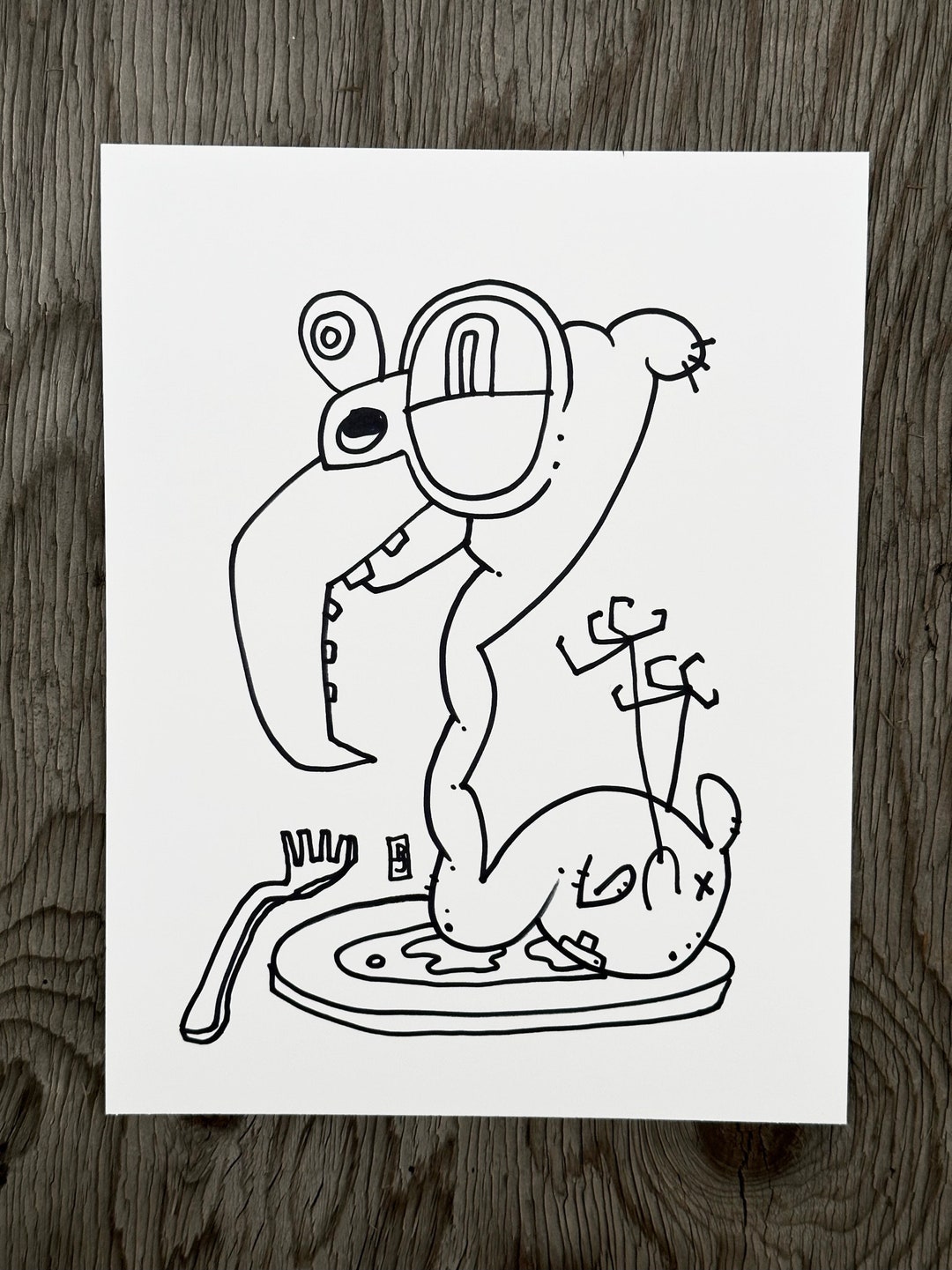 Original Art - Fork Bird - Drawing With Doofus - Etsy