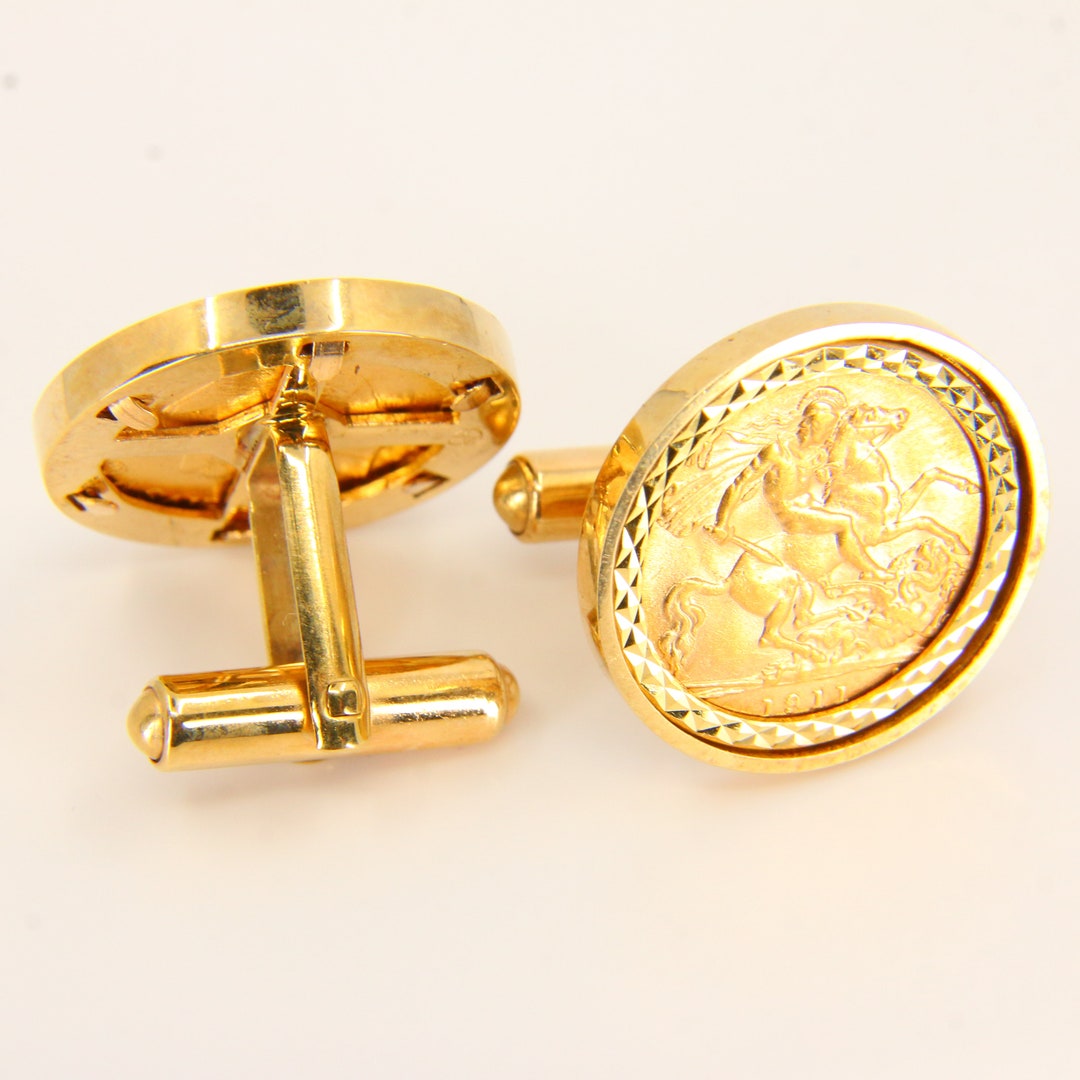 Set of Gold Half Sovereign Antique Cuff Links Gold Coin Jewellery Gift ...