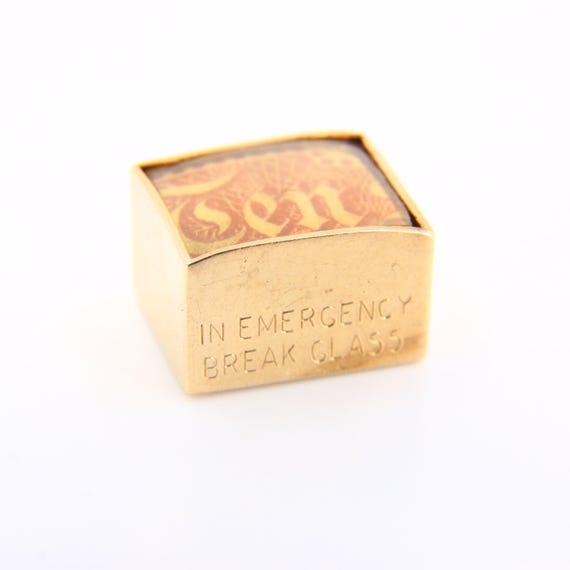 Vintage 9ct Ten Bob Emergency Break Glass Gold Charm … - Gem
