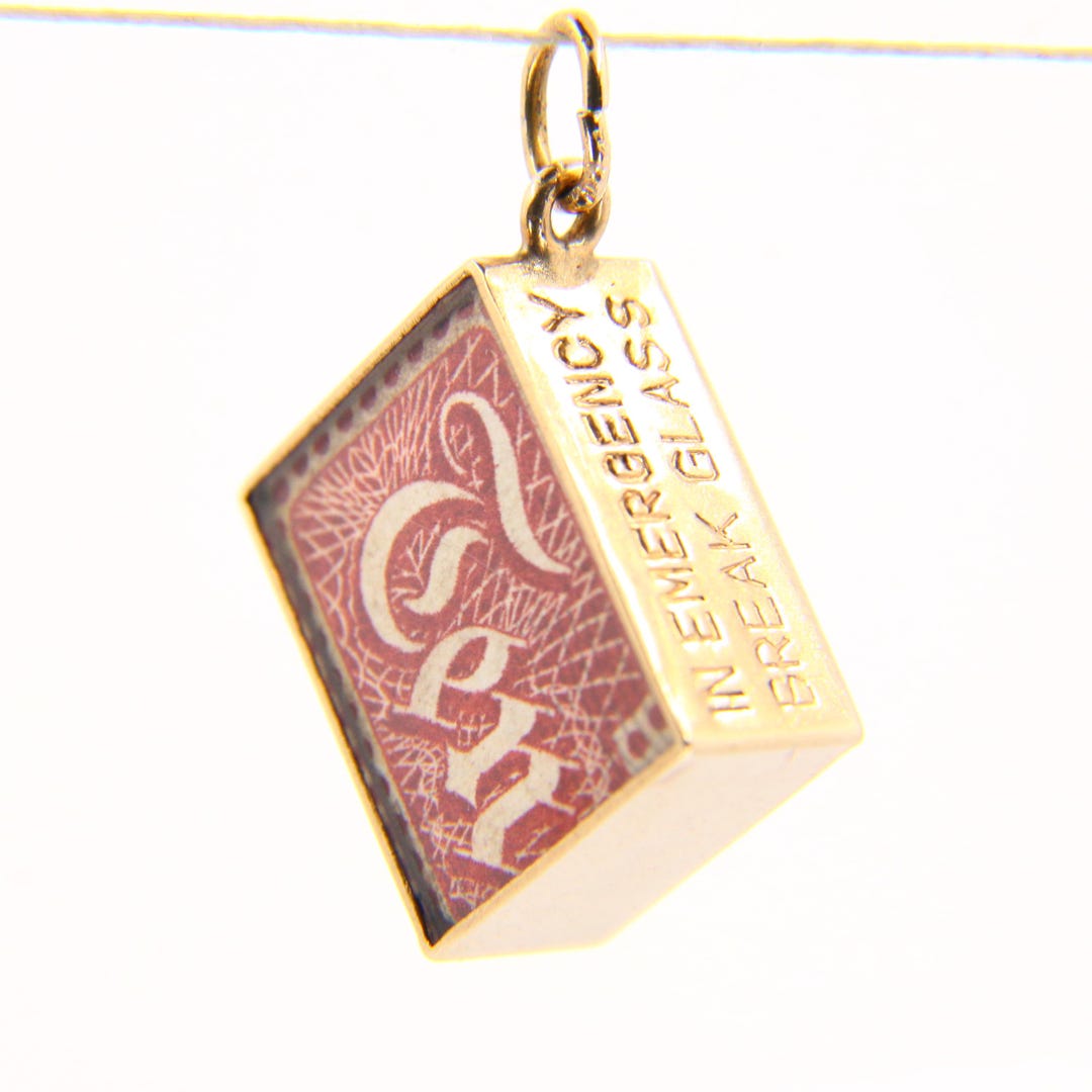 Vintage 9ct Ten Bob Emergency Break Glass Gold Charm 10 Shilling ...