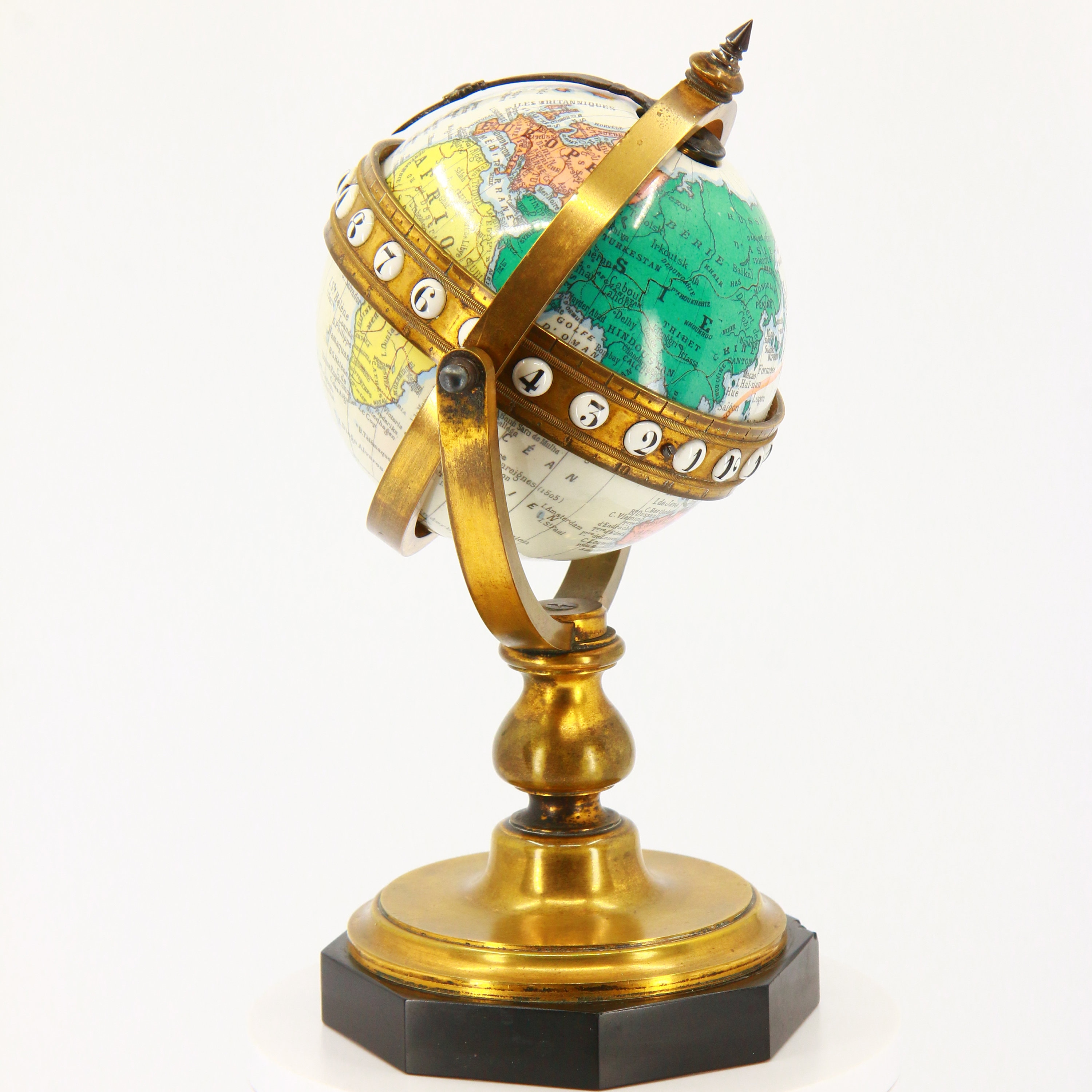 Antique Revolving World Globe Clock French Designer Antoine Redier ...