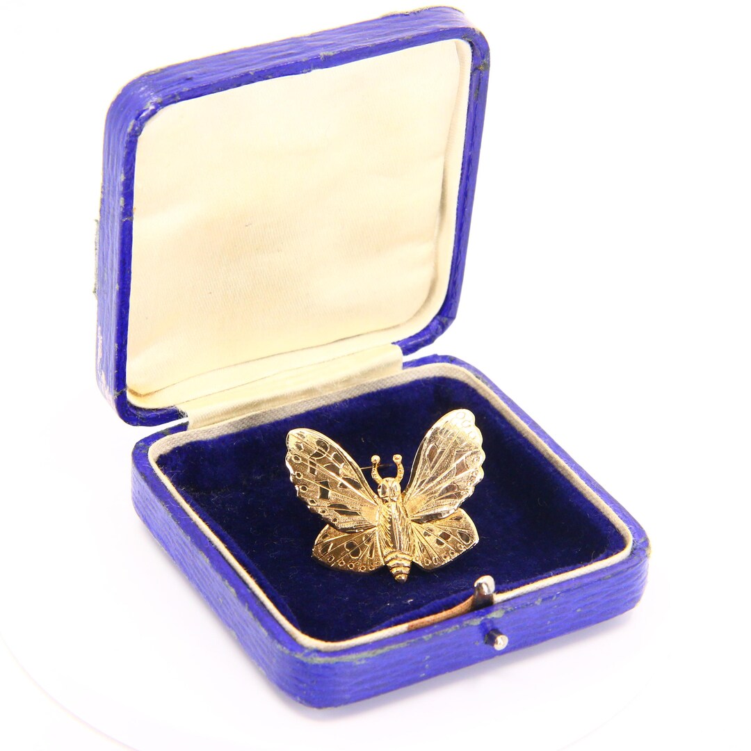 Vintage 9ct Gold Butterfly Brooch Detailed 9 Carat Hallmarked Yellow ...