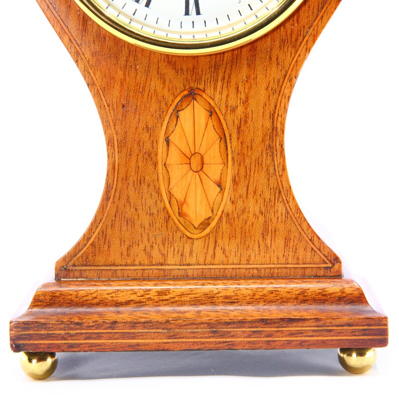 Antique Edwardian Mantel Clock Mahogany Shell Inlay Gilt Brass 8 Day ...