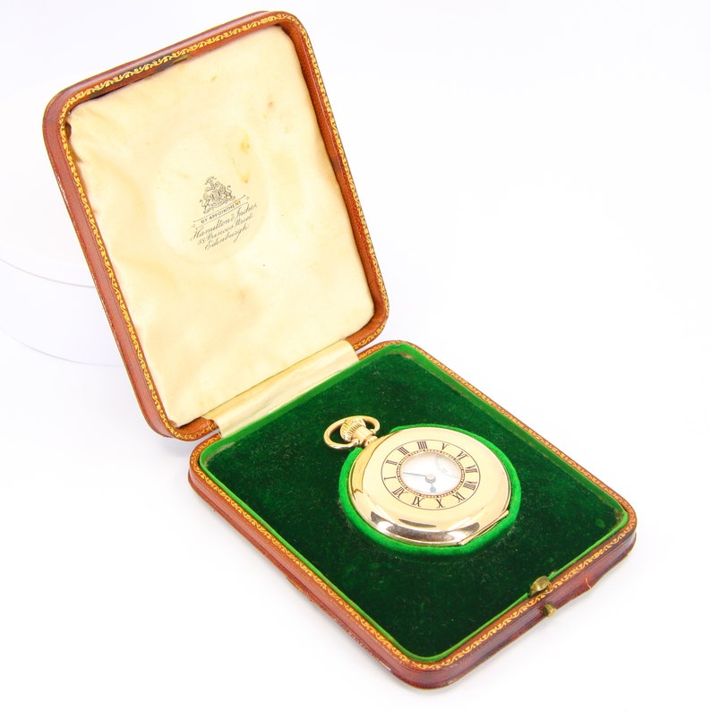 Vintage 9 Carat Half Hunter Pocket Watch Roldor 17 Jewel Hallmarked 1/2 ...