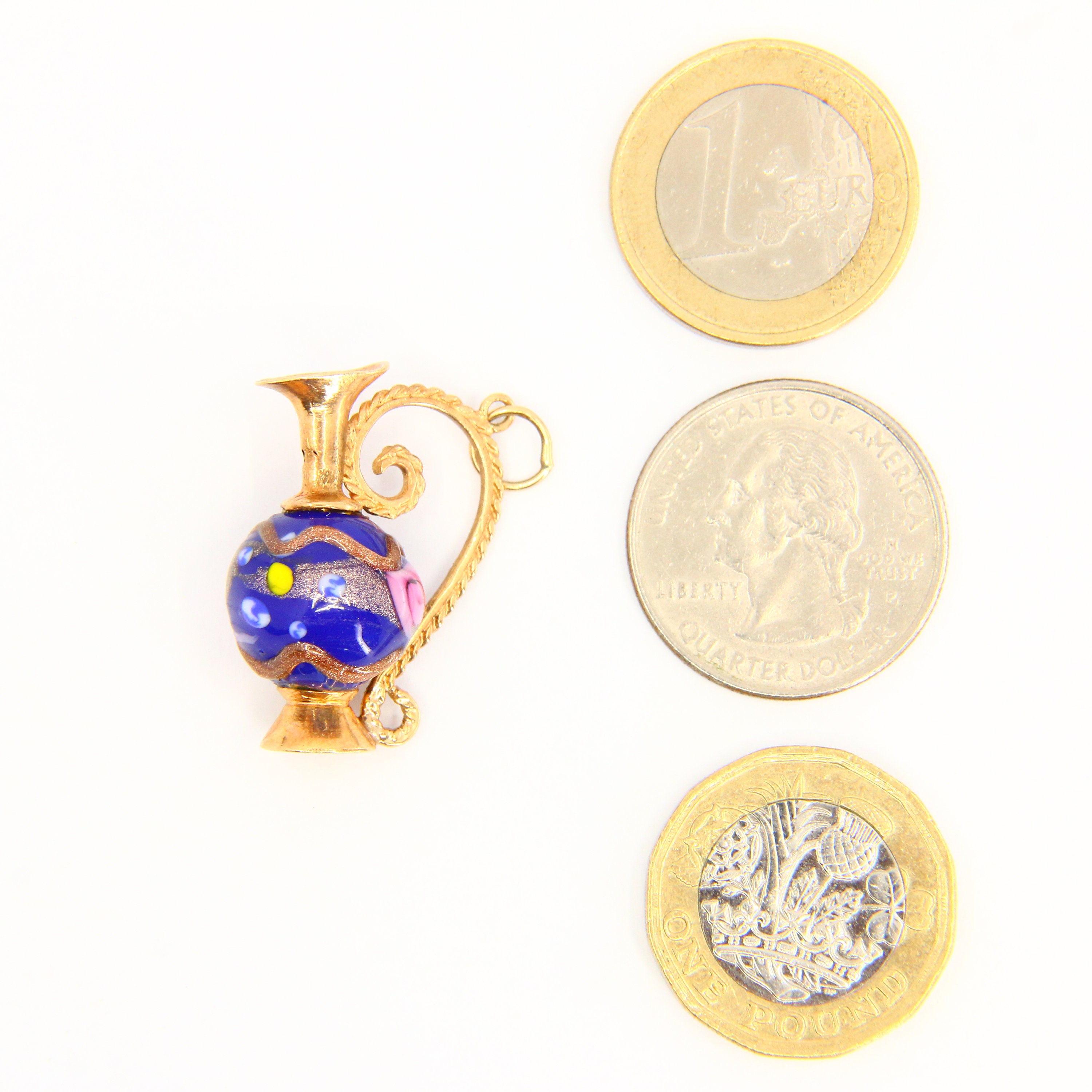 Vintage 9ct Enamel Ewer Jug Charm Hallmarked Yellow Gold Pendant ...