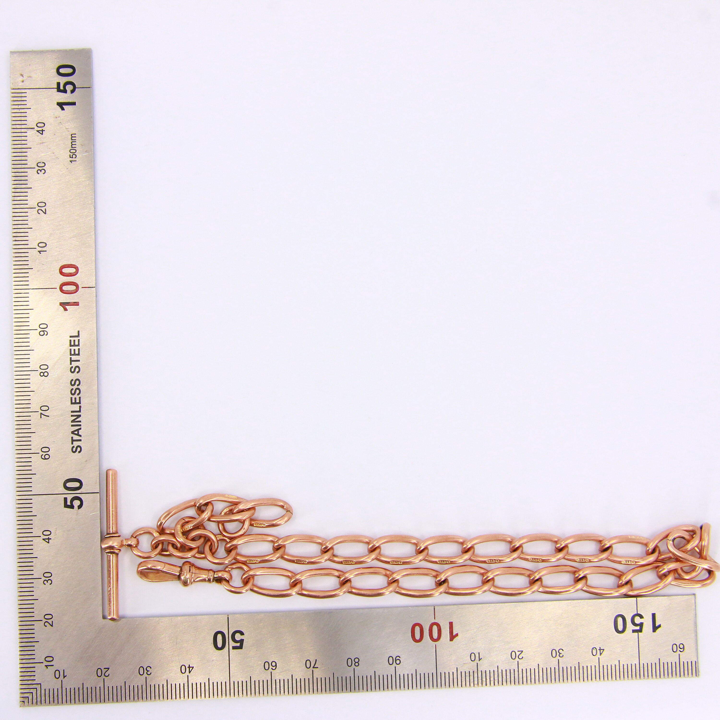 Antique 9ct Gold Albert Pocket Watch Guard Chain Rose Gold Hallmark ...