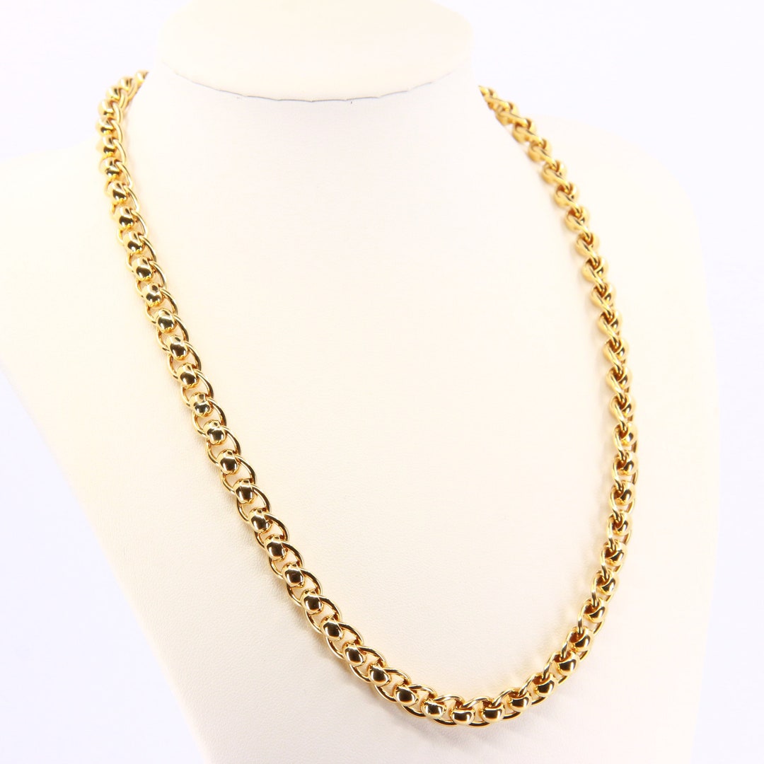 Vintage Heavy Gold Necklace Yellow Gold Chain Link Hallmarked Necklace ...