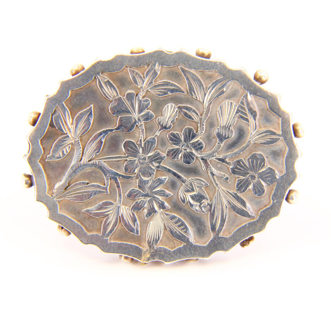 Antique Victorian 1880 Hallmarked Sterling Silver Floral Brooch Pin ...
