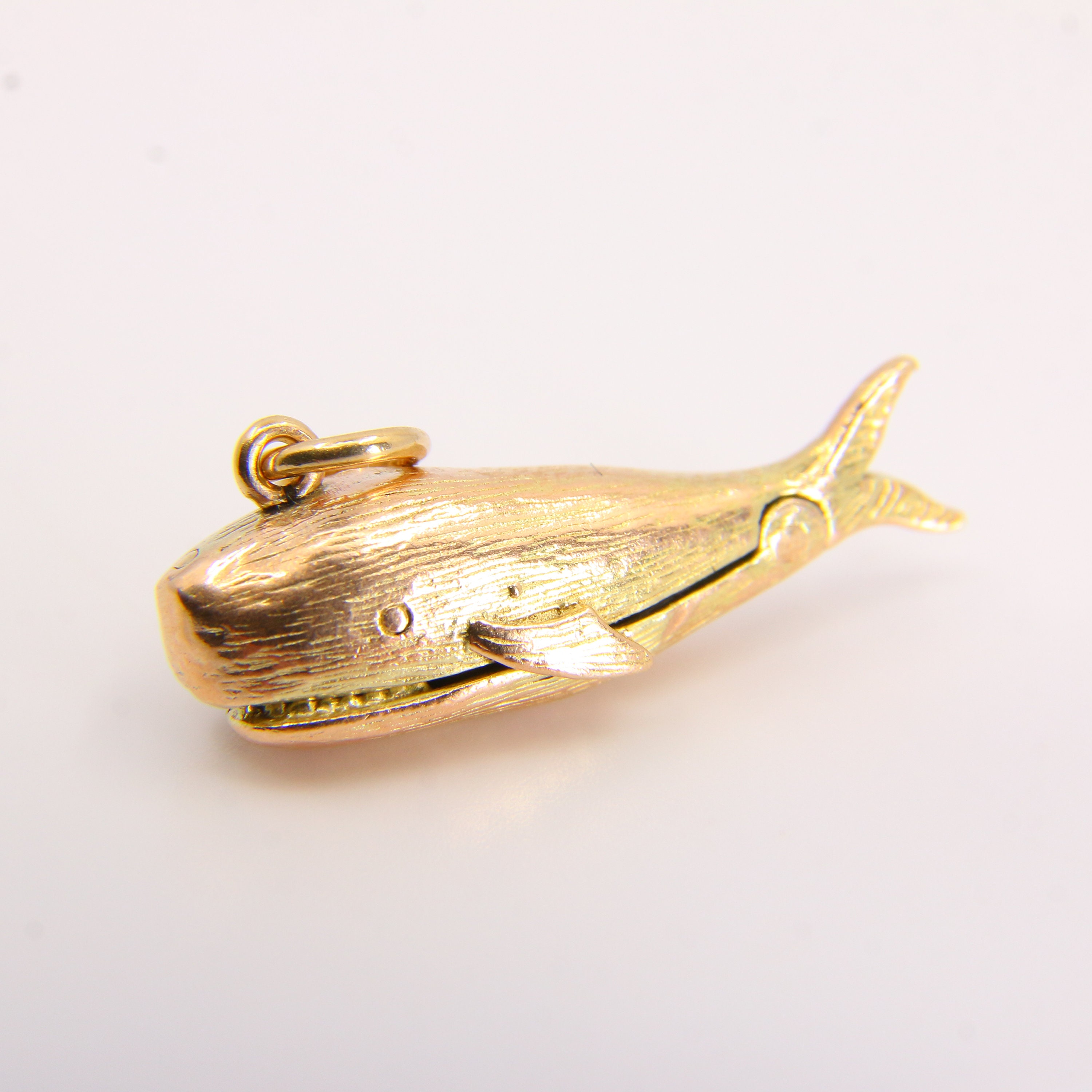 Vintage Whale Charm, Movable Pendant Jonah and the Whale Yellow Gold ...