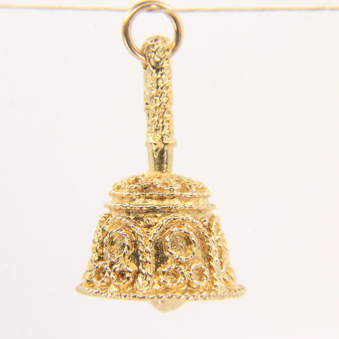 Vintage 9ct Gold Hallmarked Bell Pendant Charm | 9 Carat Yellow Gold ...