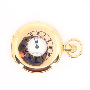 Vintage 9 Carat Half Hunter Pocket Watch Roldor 17 Jewel Hallmarked 1/2 ...