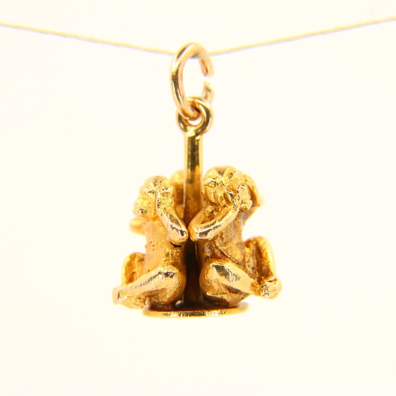 Vintage 9ct Gold Three Wise Monkeys Charm Pendant - Etsy