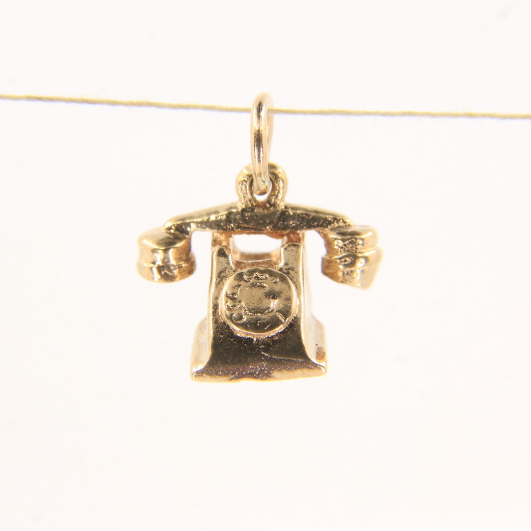Vintage 9ct Hallmarked Gold Rotary Telephone Charm Pendant Retro ...