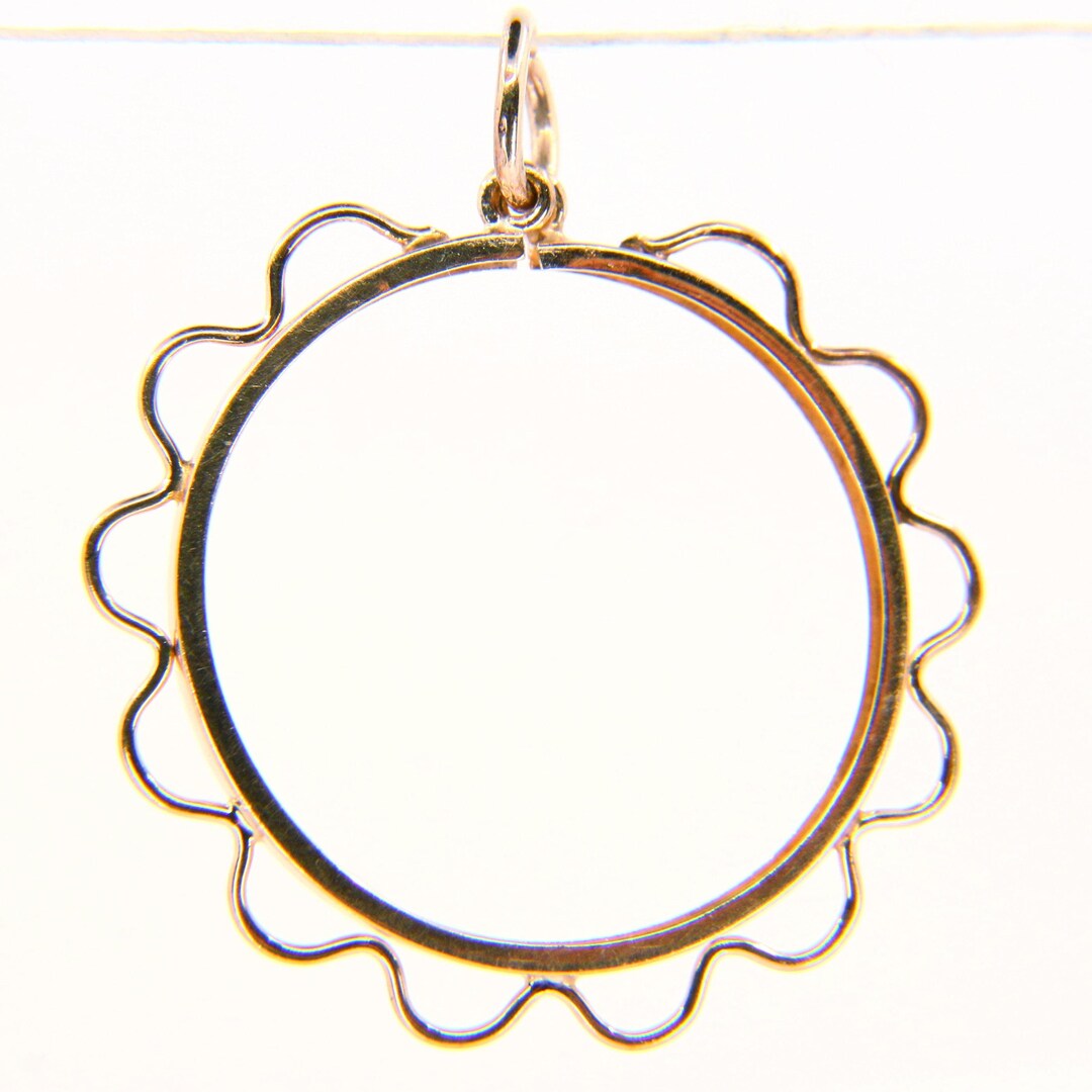 Vintage 9ct Full Sovereign Coin Frame Wire Display Pendant 9 Carat Gold ...