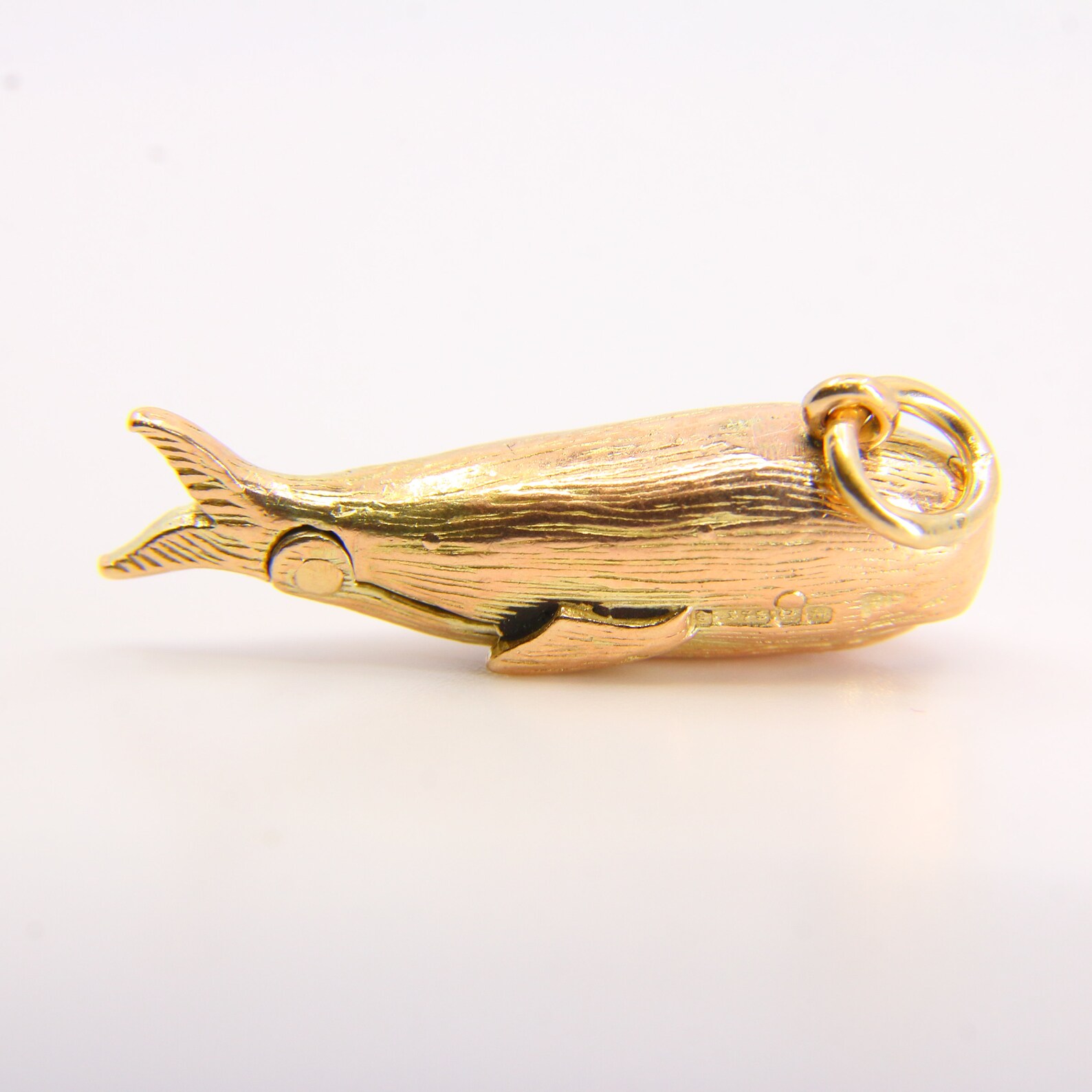 Vintage Whale Charm, Movable Pendant Jonah and the Whale Yellow Gold ...