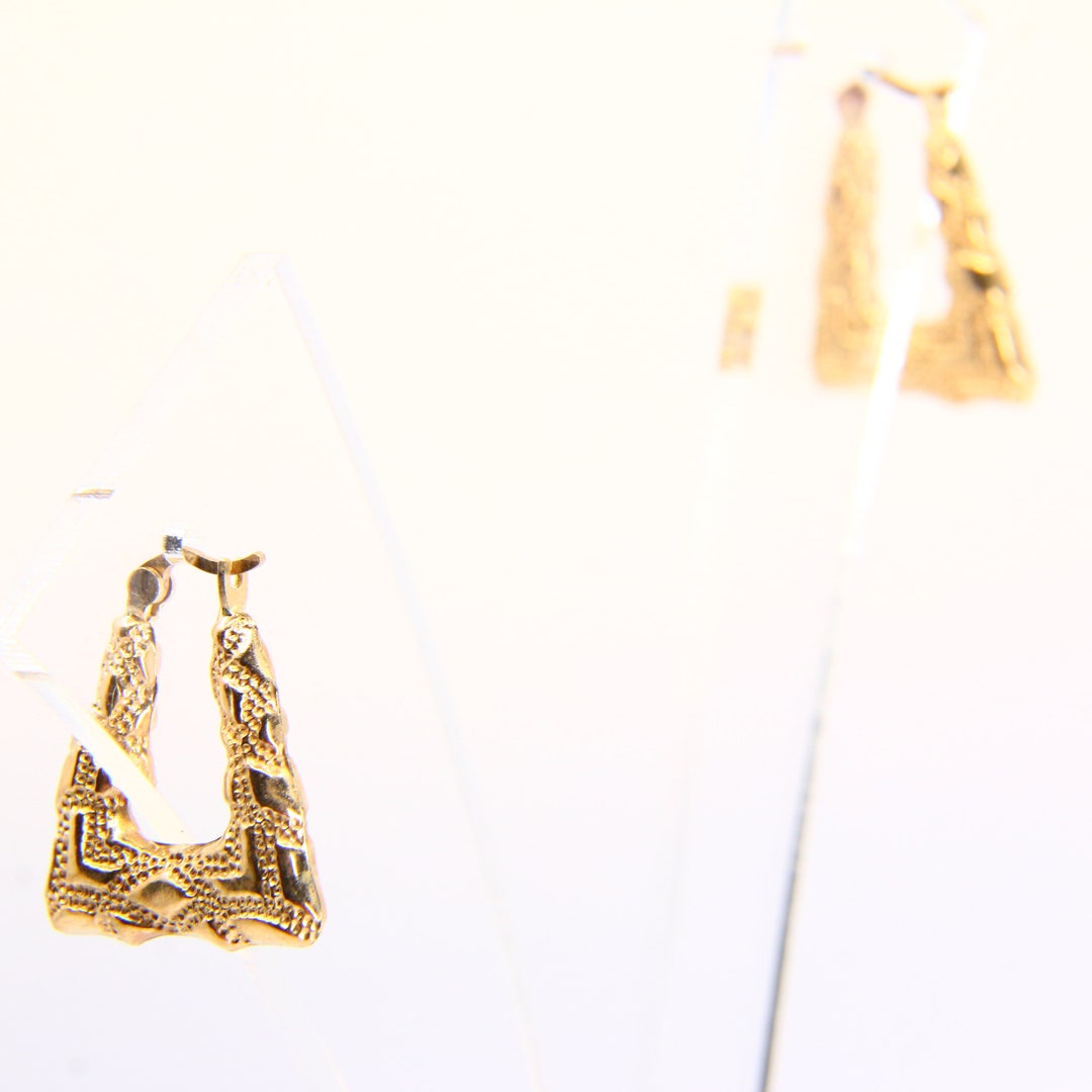 Vintage 9ct Gypsy Creole Handbag Earrings Hoop Earrings Yellow Gold ...