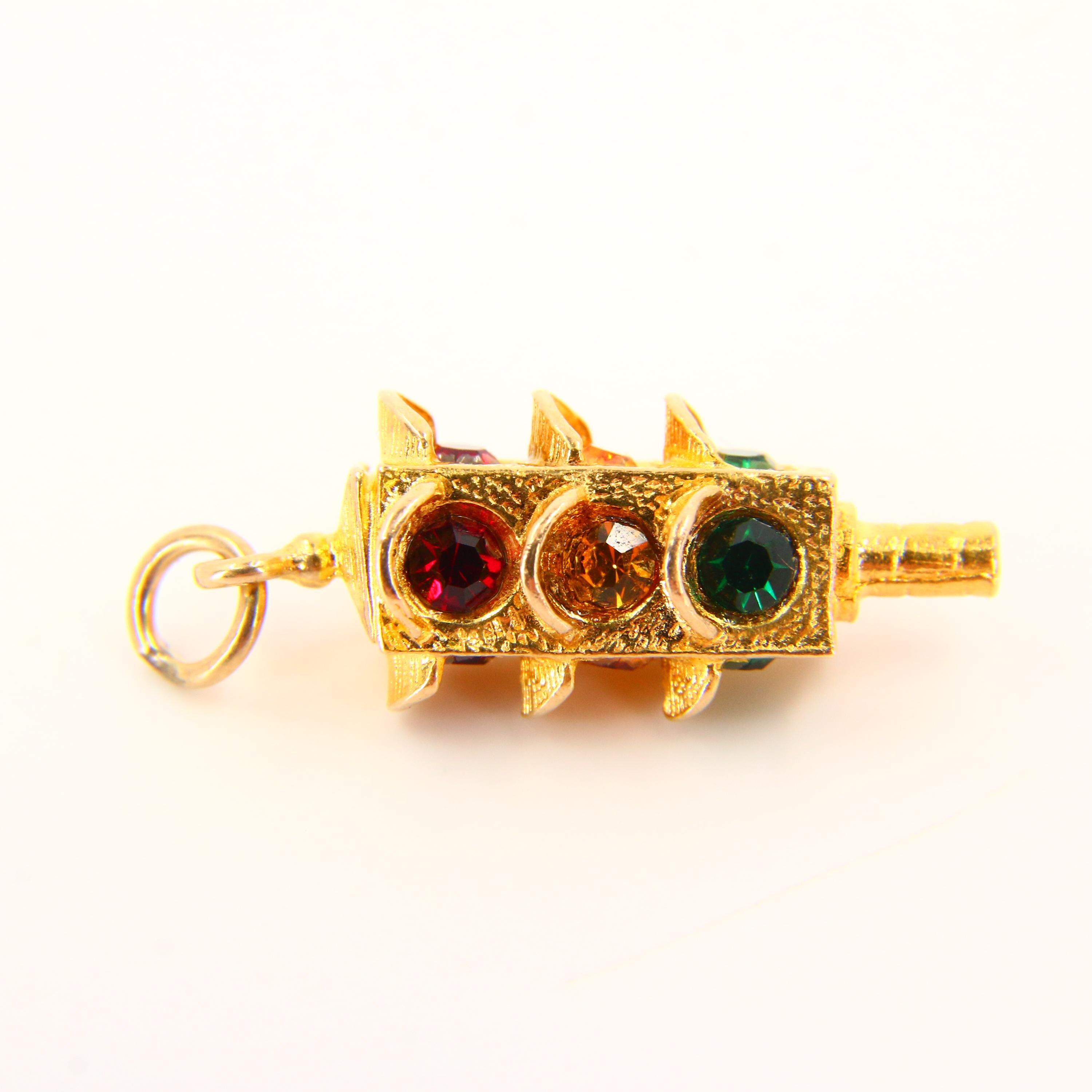 Vintage 9ct Yellow Gold Traffic Light Charm Pendant - Etsy
