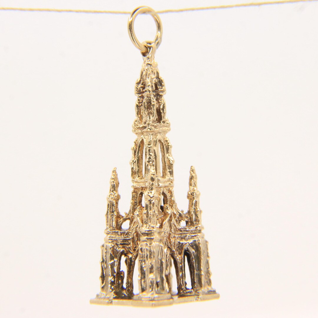 Vintage 9ct Hallmarked Gold Scott Monument Pendant Charm Scotland ...