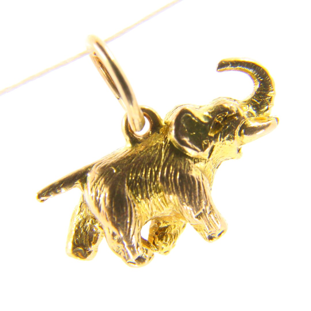Vintage 9ct Gold Elephant Charm Pendant Trunk up Elephant Yellow Gold ...
