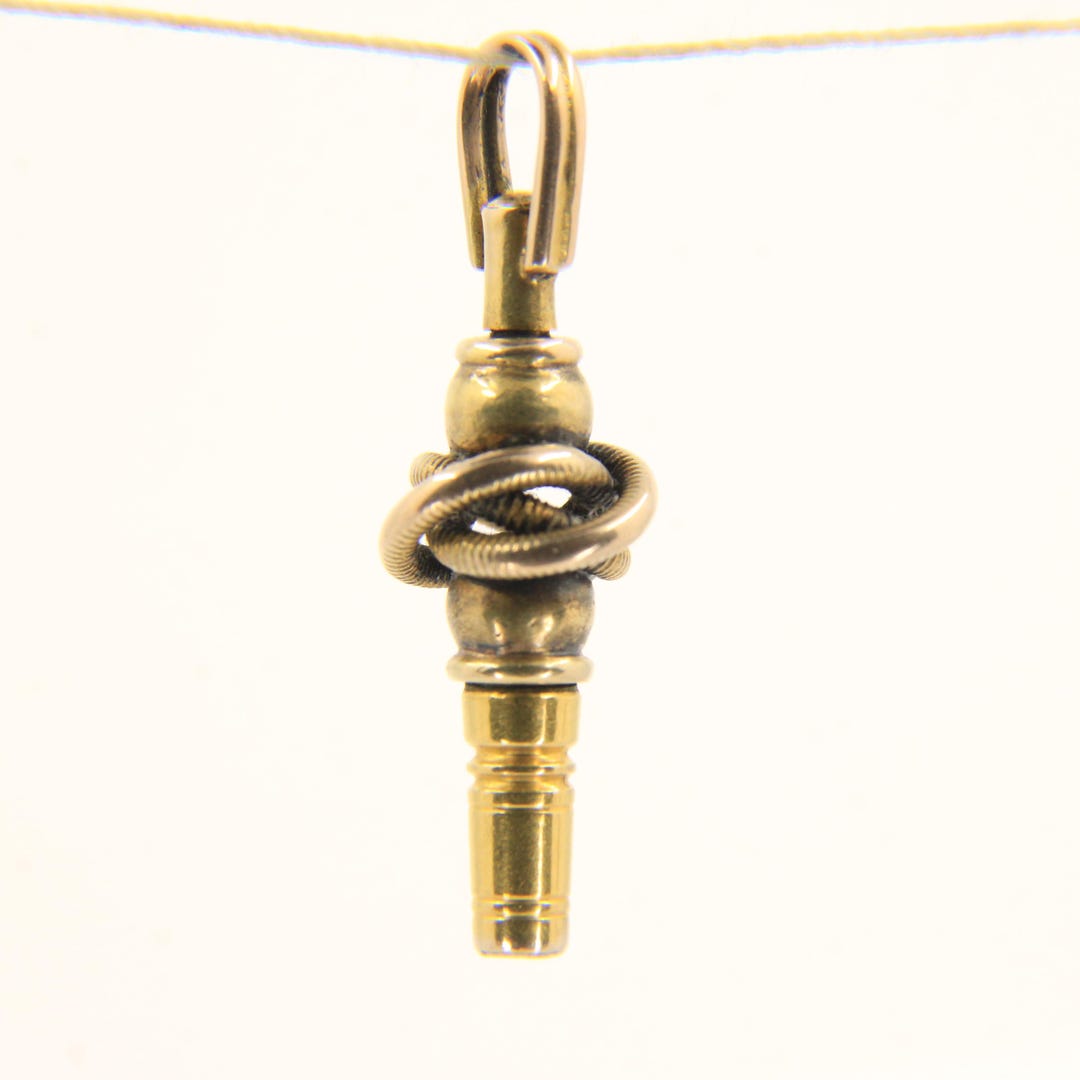 Antique 14ct & 9ct Gold Watch Key Square End Ornate Knot Design Pendant ...