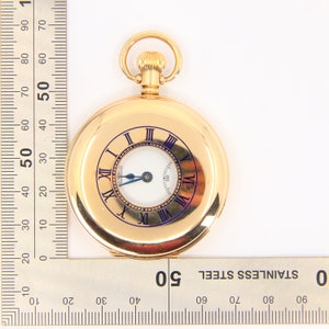 Vintage 9 Carat Half Hunter Pocket Watch Roldor 17 Jewel Hallmarked 1/2 ...