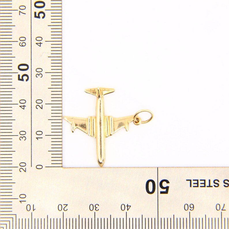 Vintage 9ct Airplane Gold Charm Hallmarked Aeroplane Yellow Gold Airbus ...