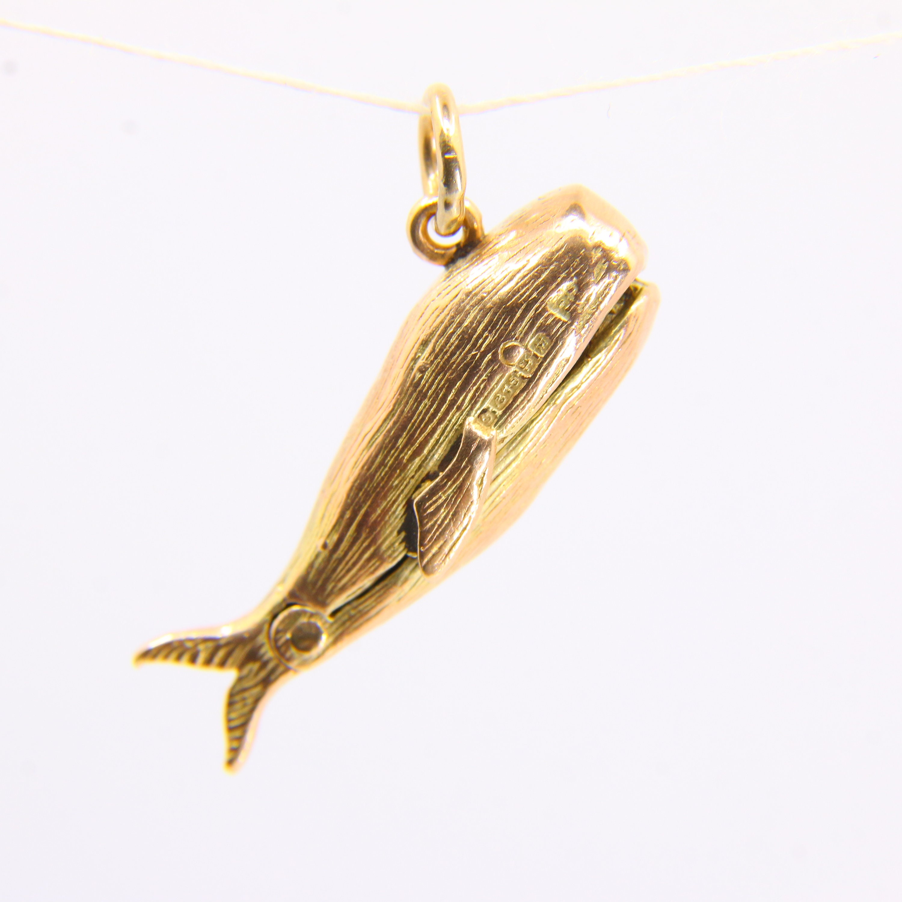 Vintage Whale Charm, Movable Pendant Jonah and the Whale Yellow Gold ...