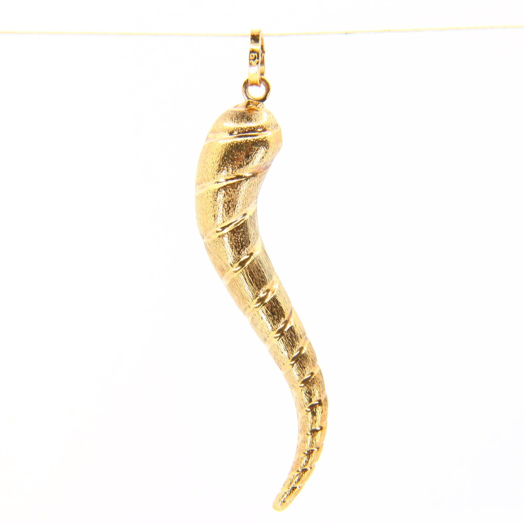 Vintage Large 9ct Gold Horn of Plenty Cornicello Pendant 9 Carat Yellow ...