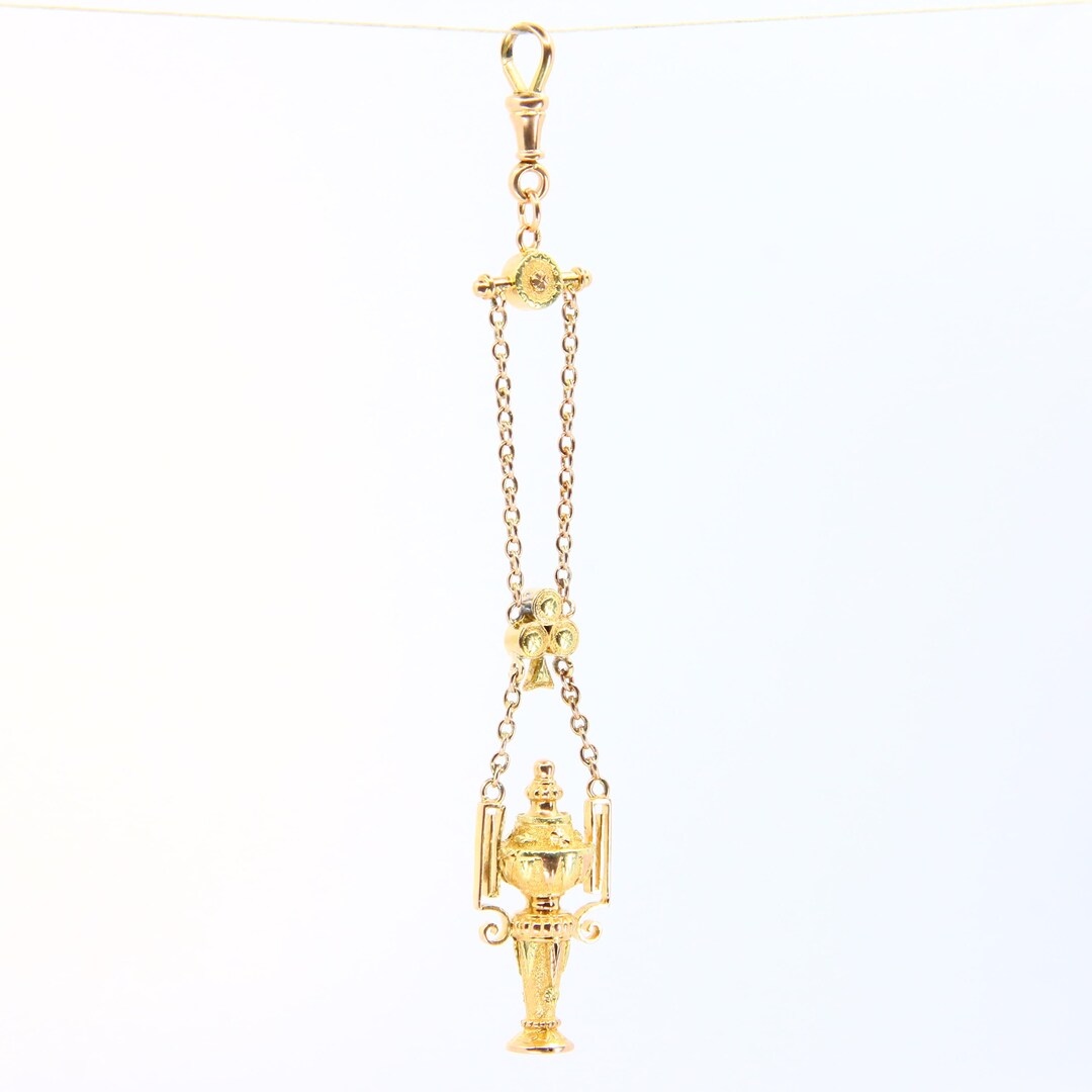 Antique Victorian 18ct Gold Albertina Watch Chain With Hanging Urn Fob ...