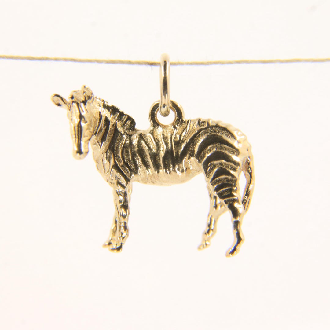 Vintage 9ct Gold Zebra Pendant Yellow Gold Animal Charm Striped Horse ...
