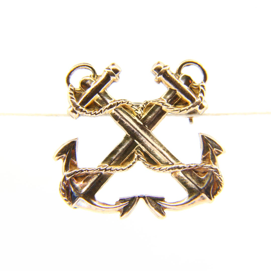 Antique WWII US Navy Officer Cost Guard Military Brooch Sterling Silver ...