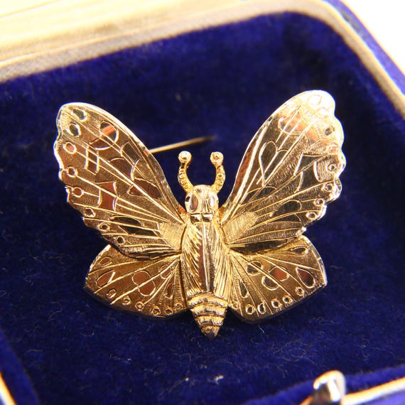 Vintage 9ct Gold Butterfly Brooch Detailed 9 Carat Ha… - Gem