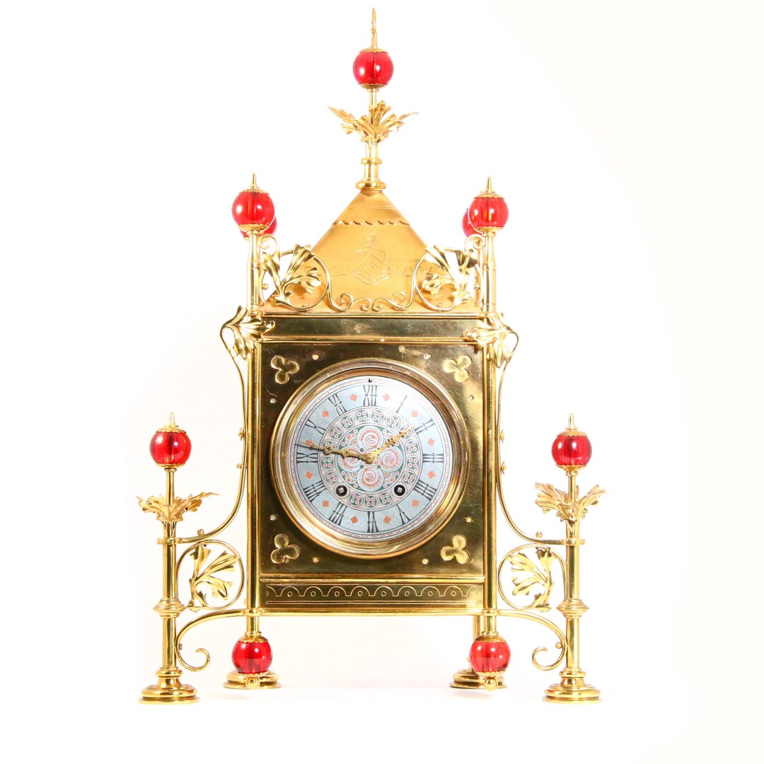 Antique Gothic Revival Gilt Brass Scottish Mantel Clock Circa 1870 by ...