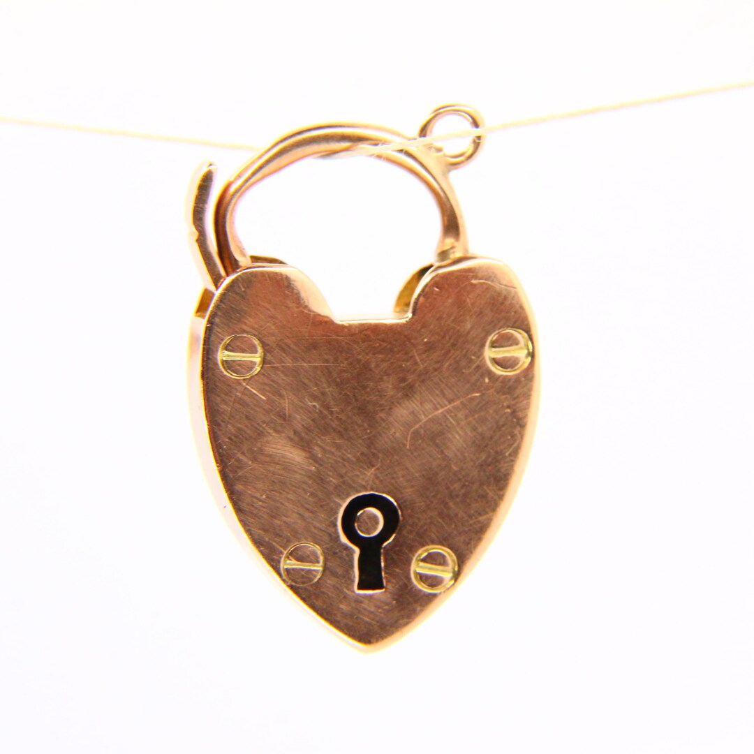 Vintage 9ct Large Heart Lock Gold Charm Padlock Pendant Hallmarked ...