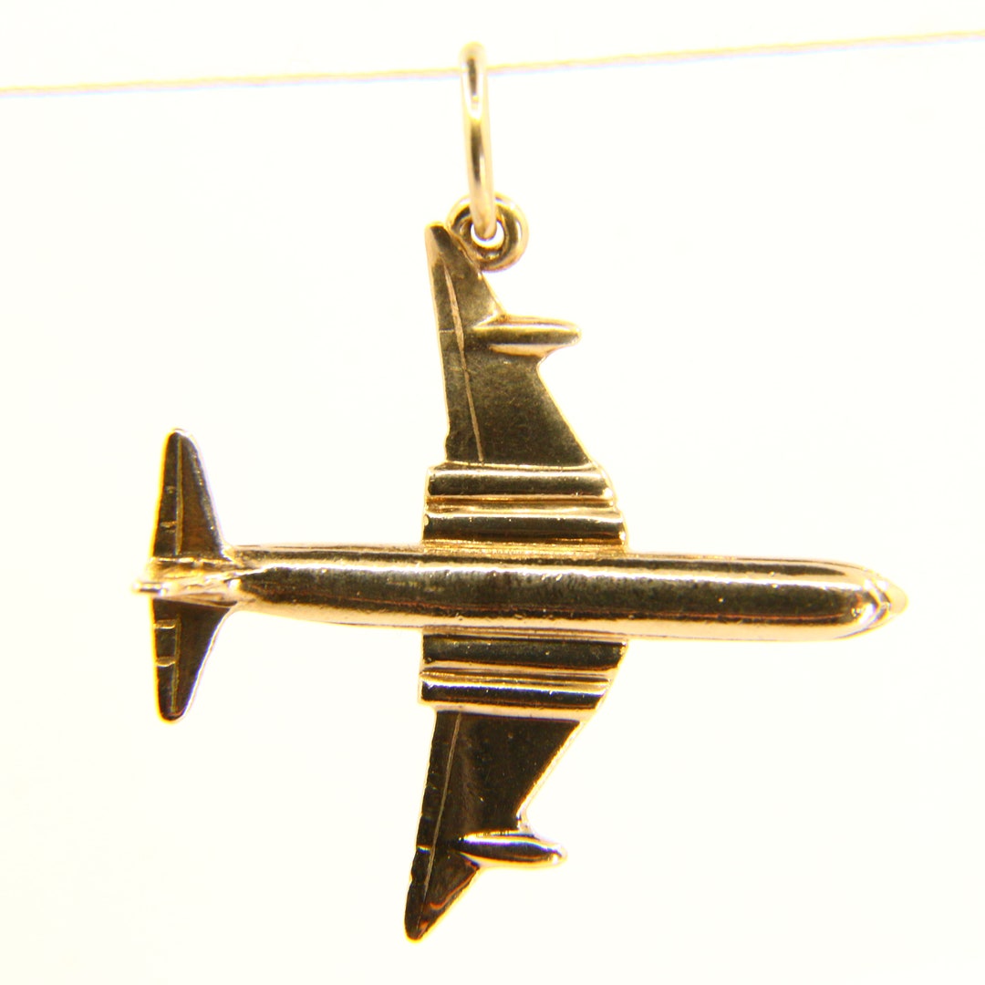 Vintage 9ct Airplane Gold Charm Hallmarked Aeroplane Yellow Gold Airbus ...