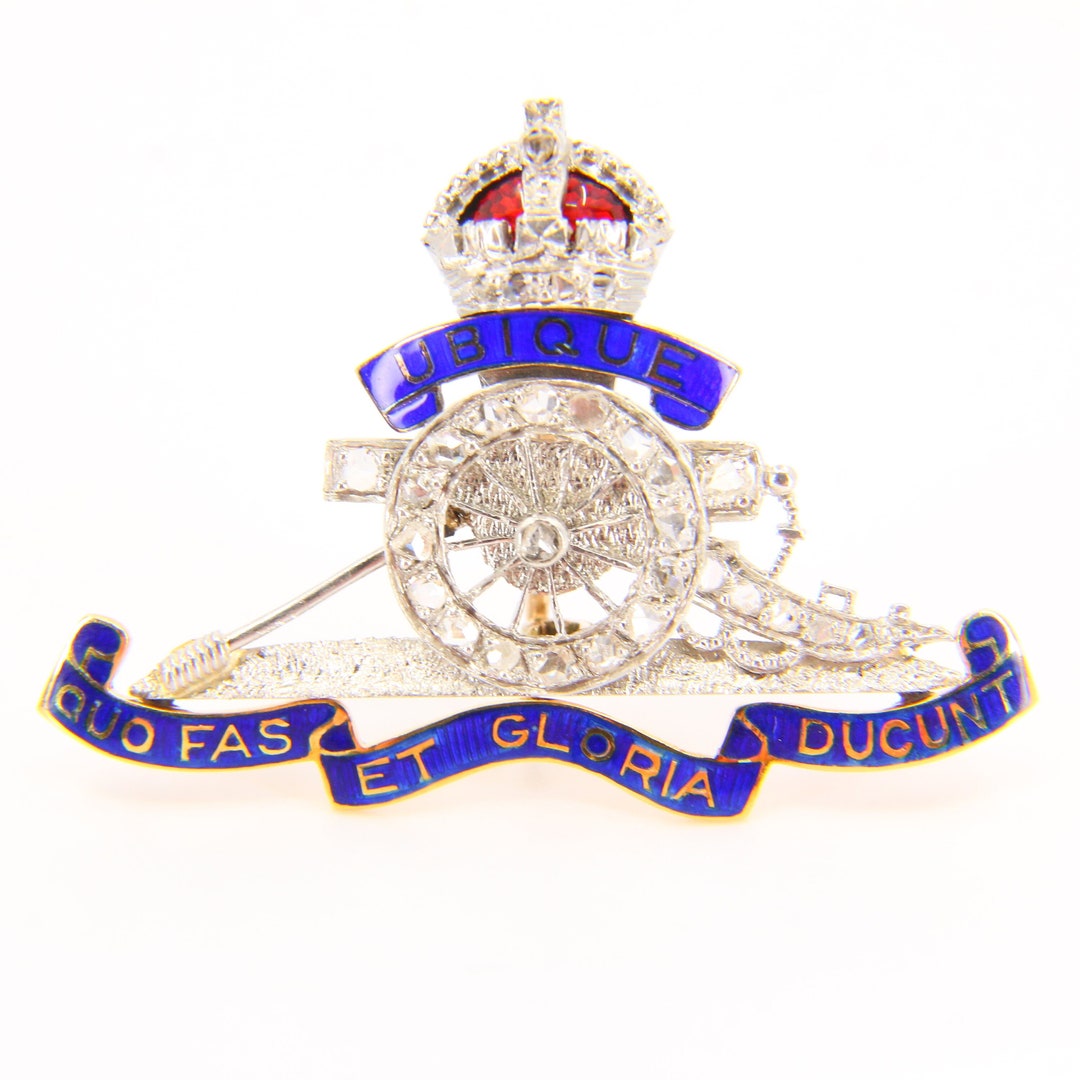 Vintage Military Brooch 18ct Royal Artillery Spinning Sweetheart Brooch ...