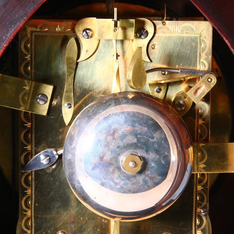 Antique English Brass Lion Mahogany 2 Train Fusee Striking Repeat Lever ...