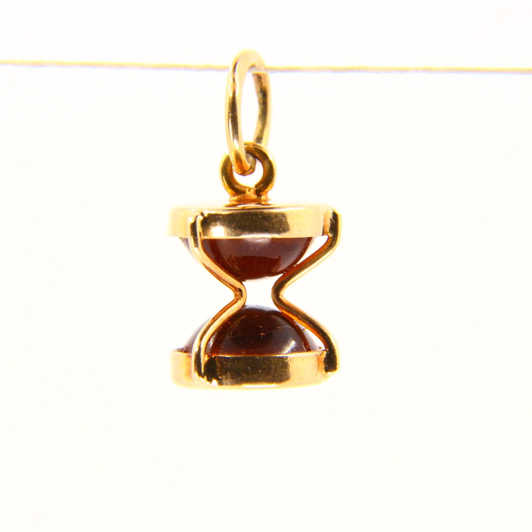 Vintage 18K Yellow Gold Hourglass Charm – Solid 18 Carat Gold Pendant ...